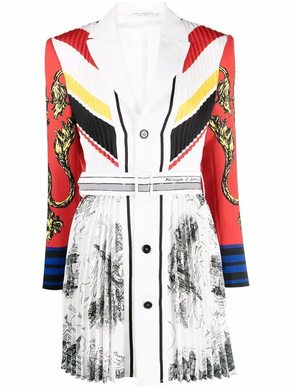 Philosophy Di Lorenzo Serafini Stripe-detail Pleated Mini Dress - White