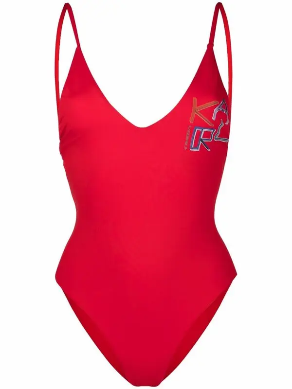 Karl Lagerfeld Logo-print Swimsuit - Red