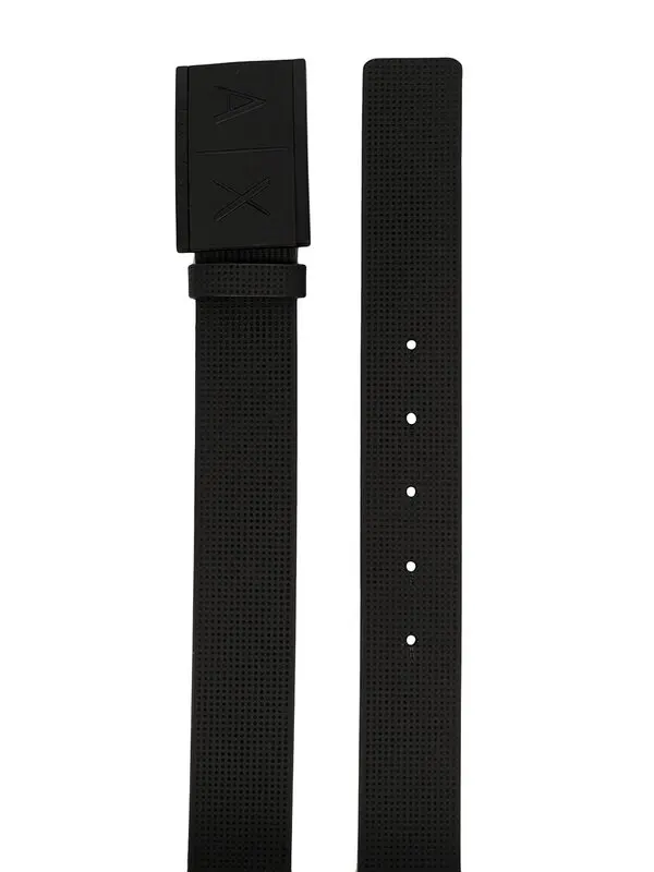 Armani Exchange Logo Plaque Leather Belt