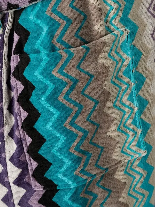 Missoni Giacomo Belted Hooded Bathrobe - Blue