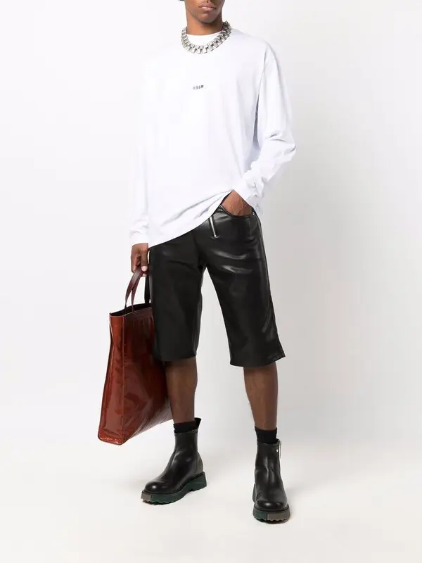 MSGM Logo-print Longsleeved T-shirt - White