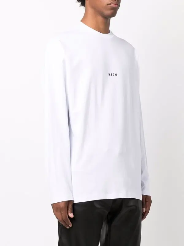 MSGM Logo-print Longsleeved T-shirt - White