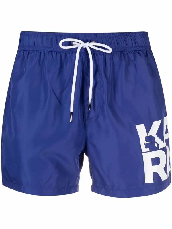 Karl Lagerfeld Logo-print Swim Shorts - Blue