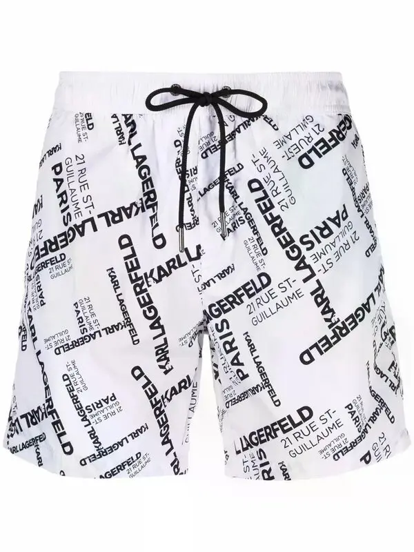 Karl Lagerfeld Logo-print Swim Shorts - White