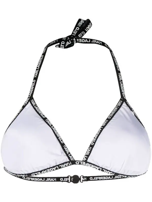 Karl Lagerfeld Logo Waist Triangle Bikini Bottoms - White