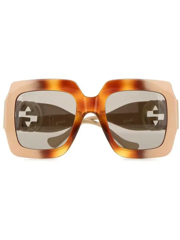 Gucci Chain-strap Square Sunglasses - Brown