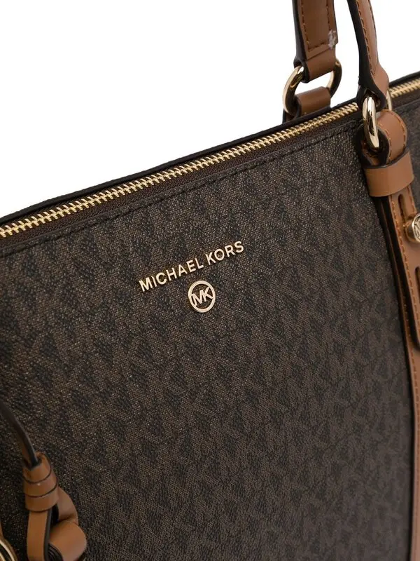 Michael Kors Leather Monogram Tote Bag - Brown