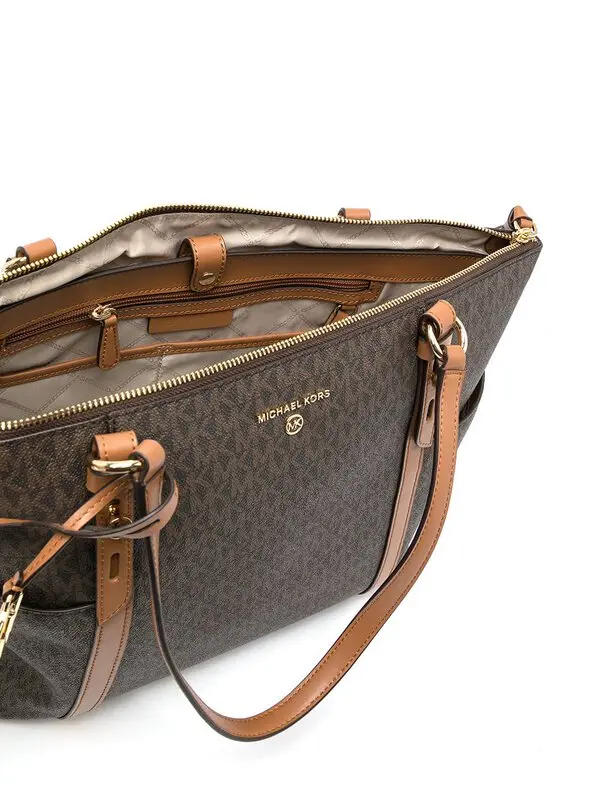 Michael Kors Leather Monogram Tote Bag - Brown