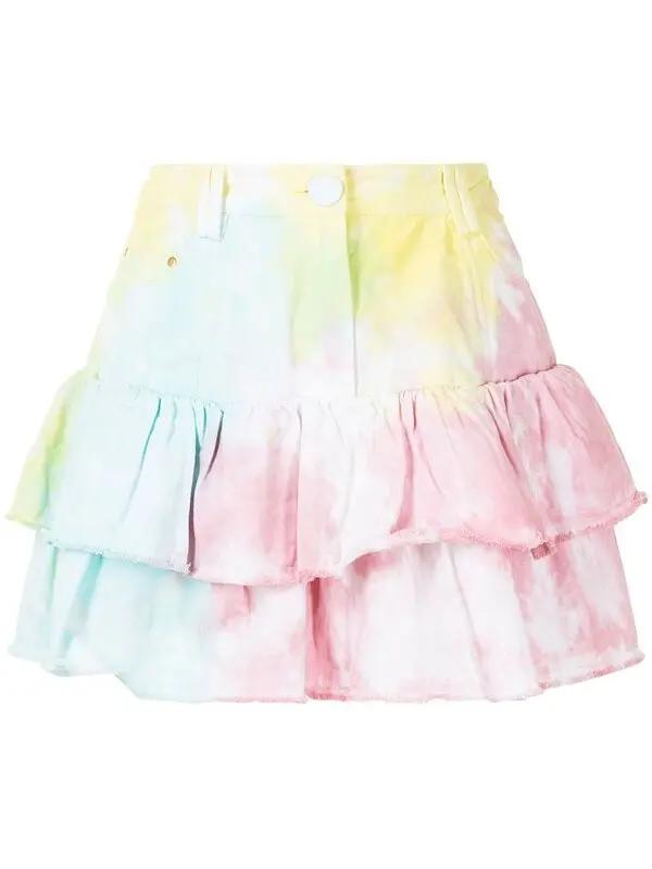 LoveShackFancy Landen Tie-dye Tiered Mini Skirt