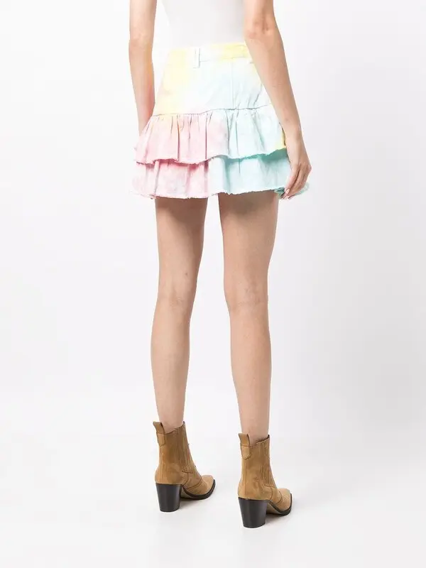 LoveShackFancy Landen Tie-dye Tiered Mini Skirt