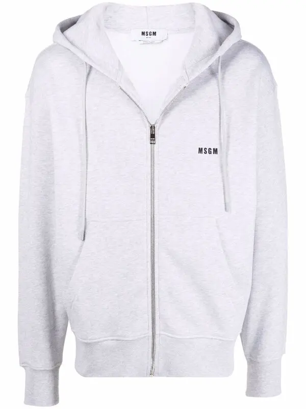 MSGM Logo Print Zip-up Hoodie