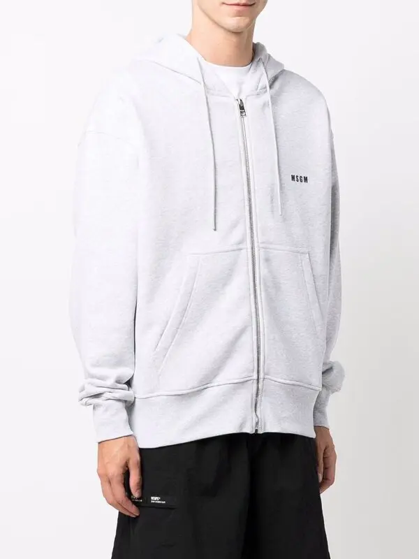 MSGM Logo Print Zip-up Hoodie