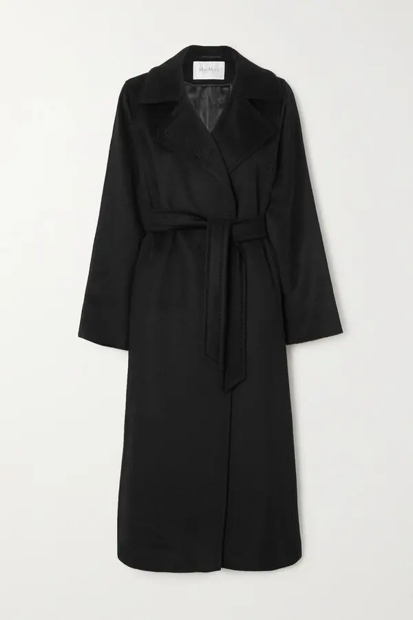 Max Mara Manuela Belted Camel Hair Coat - Black