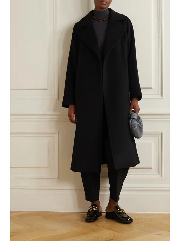 Max Mara Manuela Belted Camel Hair Coat - Black