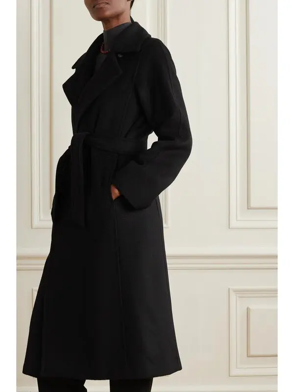 Max Mara Manuela Belted Camel Hair Coat - Black