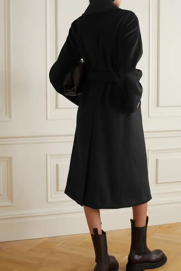 Max Mara Manuela Belted Camel Hair Coat - Black