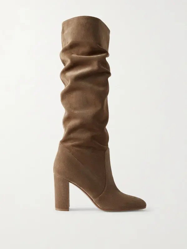GIANVITO ROSSI Glen 85 Suede Knee Boots - Brown