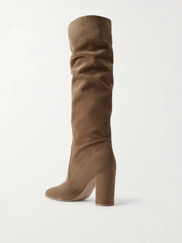 GIANVITO ROSSI Glen 85 Suede Knee Boots - Brown