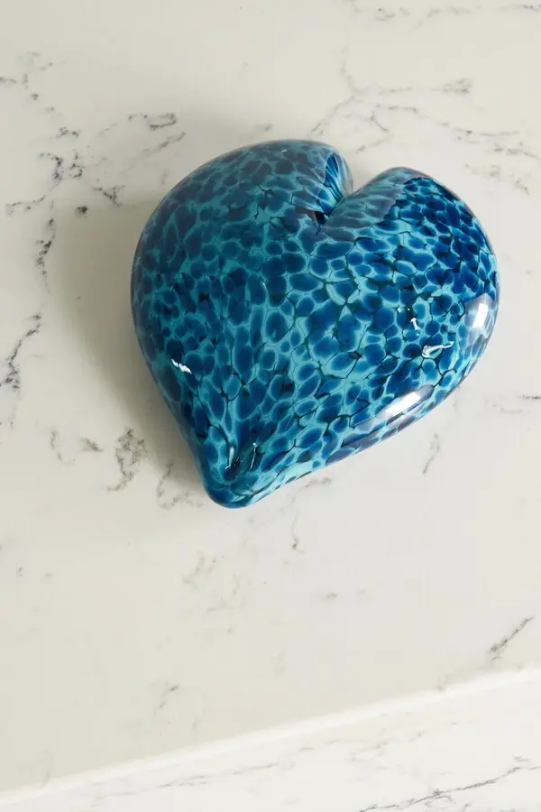 Vanderohe Curio Net Sustain Heart Glass Ornament - Blue