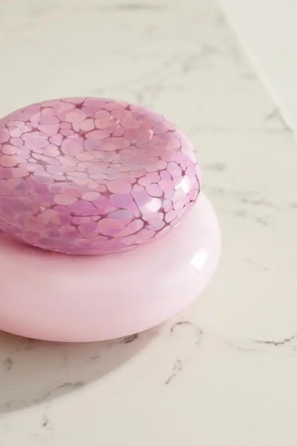 Vanderohe Curio Net Sustain Pebble Stack Set Of Two Glass Dishes - Pink