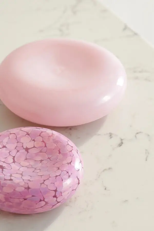 Vanderohe Curio Net Sustain Pebble Stack Set Of Two Glass Dishes - Pink