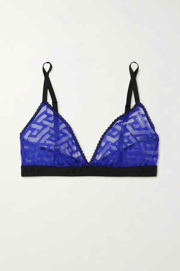 Versace Tulle Soft-cup Triangle Bra - Blue
