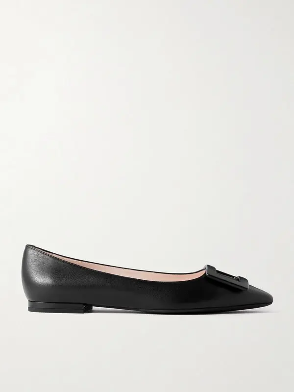 ROGER VIVIER Gommettine Leather Ballet Flats - Black