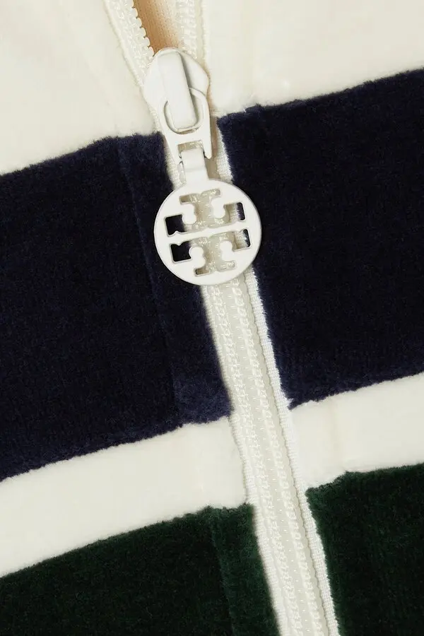 Tory Burch Color-block Cotton-blend Velour Track Jacket
