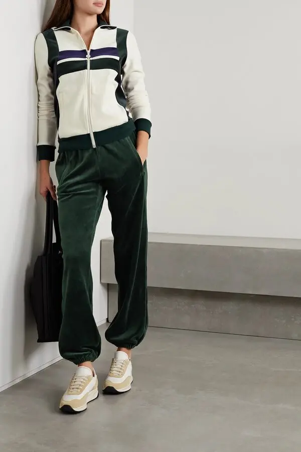 Tory Burch Color-block Cotton-blend Velour Track Jacket