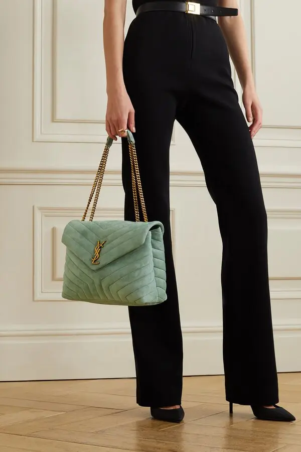 Saint Laurent Loulou Medium Quilted Suede Shoulder Bag
