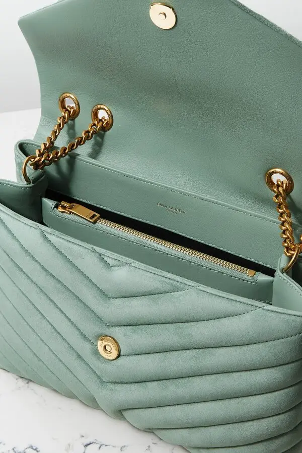 Saint Laurent Loulou Medium Quilted Suede Shoulder Bag