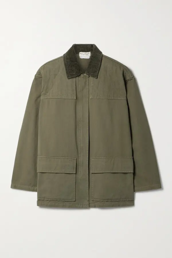 NILI LOTAN Melvin Corduroy-trimmed Cotton-twill Jacket