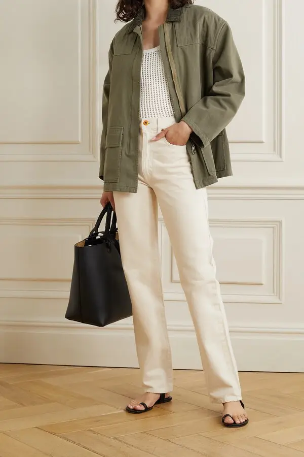 NILI LOTAN Melvin Corduroy-trimmed Cotton-twill Jacket