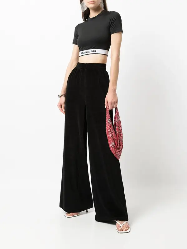 GROUND ZERO Velvet Wide-leg Trousers