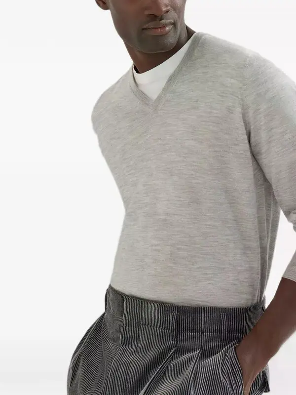 Brunello Cucinelli V-neck Jumper - Pebble