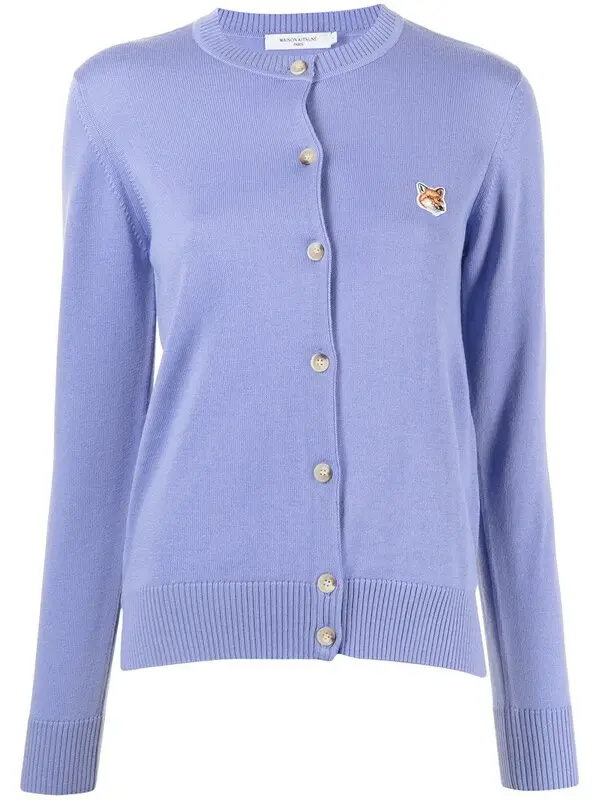 Maison Kitsuné Fox Head Cardigan - Purple | Editorialist