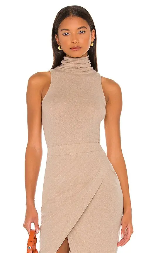 Enza Costa Cashmere Halter Turtleneck In Tan - Khaki