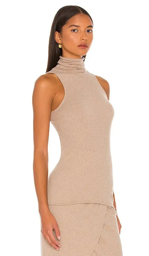 Enza Costa Cashmere Halter Turtleneck In Tan - Khaki
