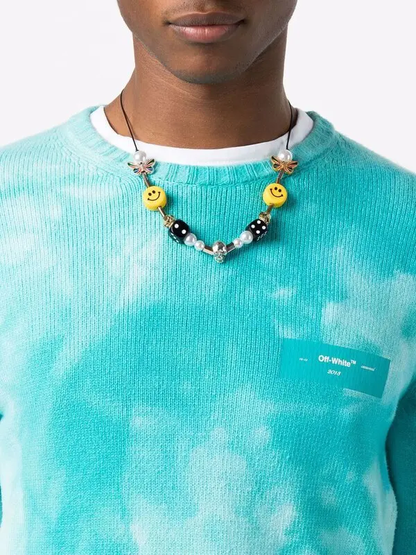 Salute Evae Smiley Pearl Necklace In Black - 20% Off | Editorialist