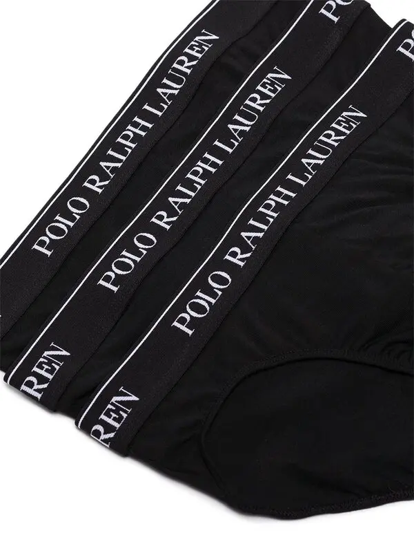 Polo Ralph Lauren Pack Of 3 Logo Waistband Briefs - Black