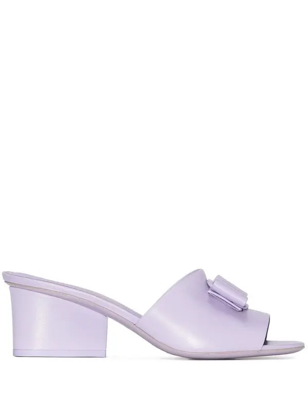 FERRAGAMO Viva Bow 55mm Leather Sandals - Purple