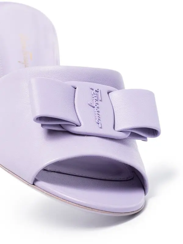 FERRAGAMO Viva Bow 55mm Leather Sandals - Purple