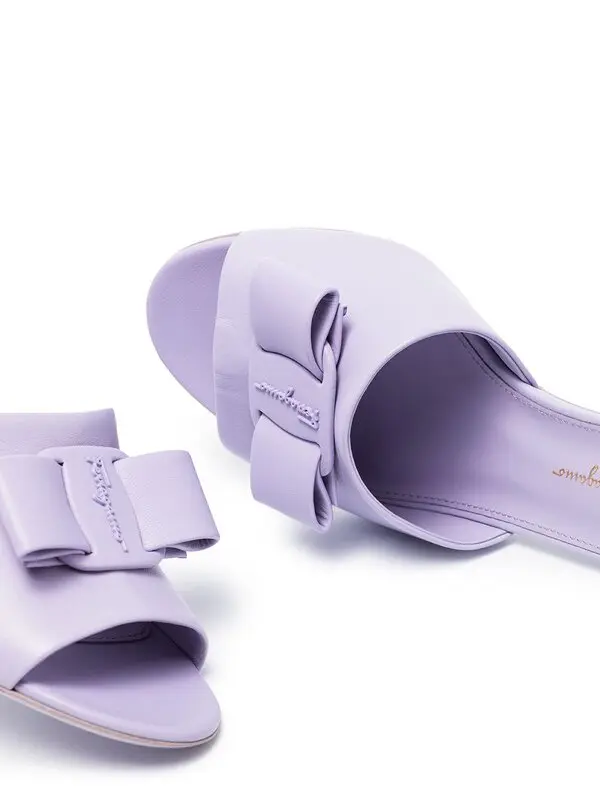 FERRAGAMO Viva Bow 55mm Leather Sandals - Purple