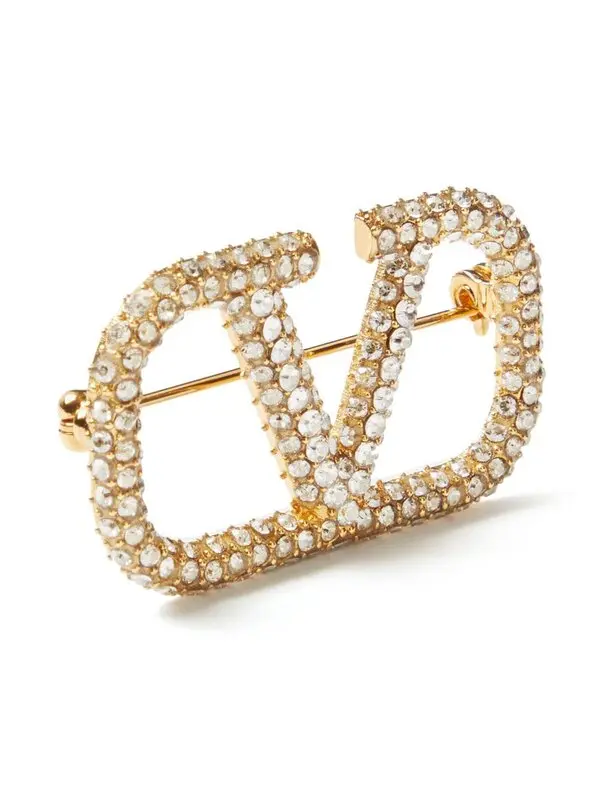 Valentino Garavani Vlogo Signature Crystal Embellished Brooch