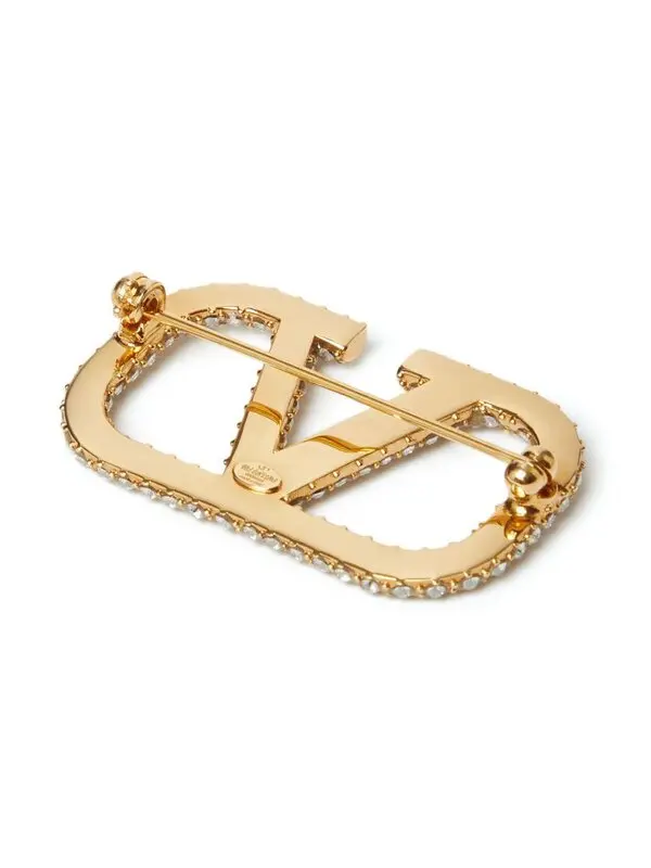Valentino Garavani Vlogo Signature Crystal Embellished Brooch