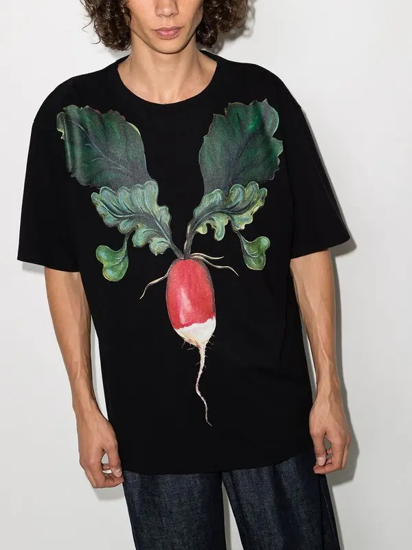 Jw Anderson Radish Print Short-Seeve T-Shirt In Black - 40% Off