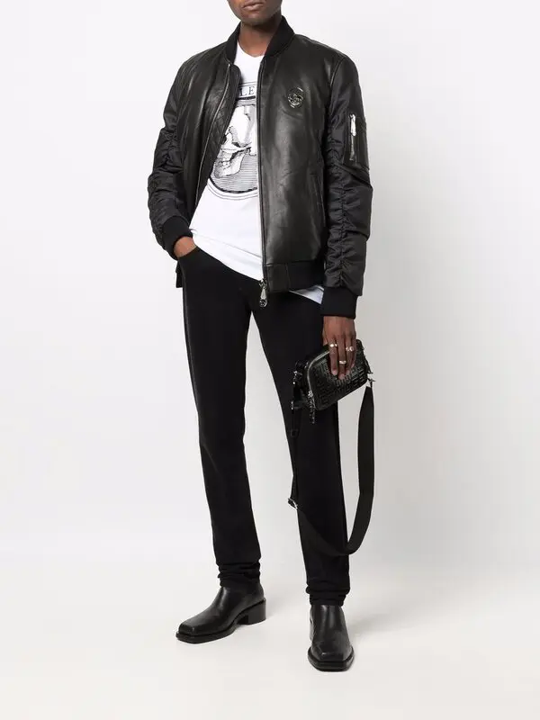 Philipp Plein Outline Skull Crystal Cotton T-shirt