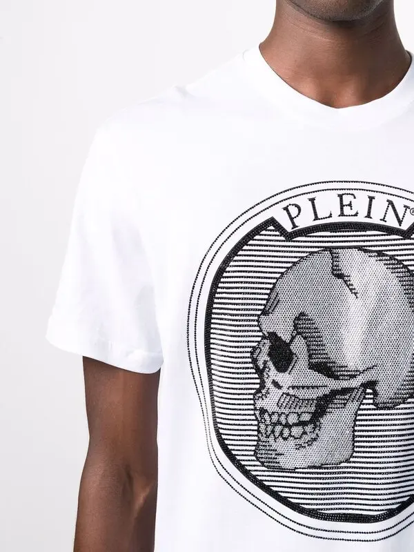 Philipp Plein Outline Skull Crystal Cotton T-shirt