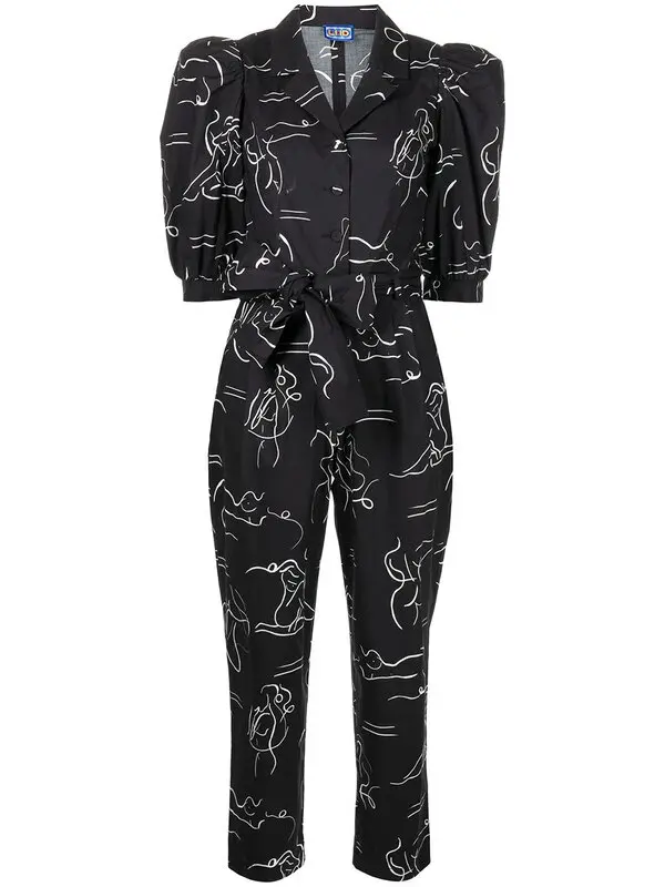 Lhd Casitas Illustration-print Jumpsuit - Black