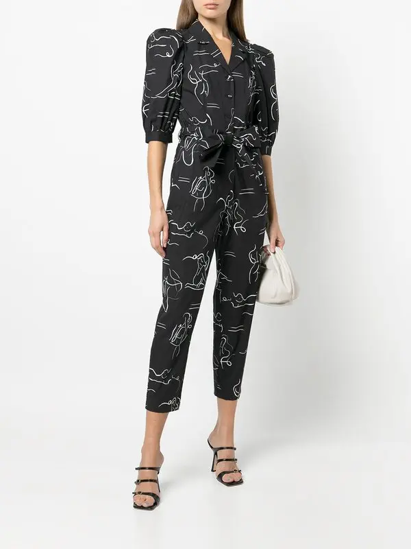Lhd Casitas Illustration-print Jumpsuit - Black